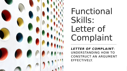 Functional Skills: Letter of complaint | Teaching Resources