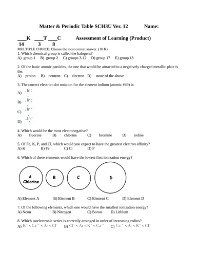 PERIODIC TABLE CHEMISTRY QUIZ Chemistry Periodic Table Quiz WITH ...