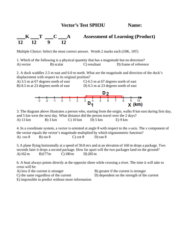TEST RESULTANT VELOCITY Test Vectors Test Grade 11 Physics Test WITH ...