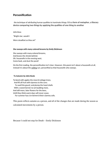 Unseen Poetry - GCSE ENGLISH LITERATURE - identifying personification ...