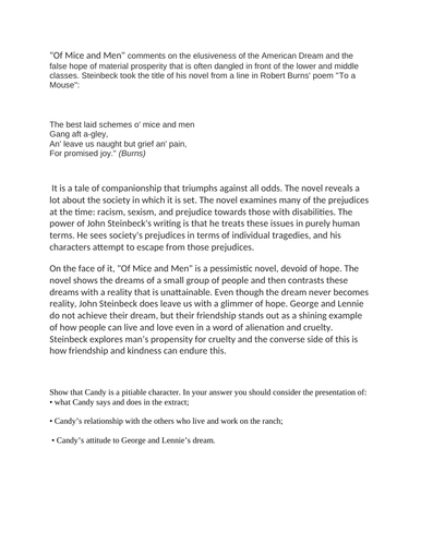 A* revision notes "Of Mice and Men" John Steinbeck GCSE ENGLISH ...