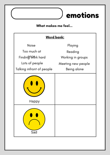Identifying Feelings Worksheet