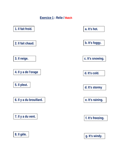 LE TEMPS QU'IL FAIT (THE WETHER | Teaching Resources