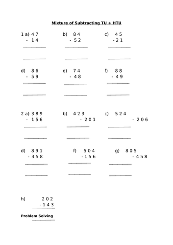 Numeracy - Th, H, T, U Subtraction Chimney Sums | Teaching Resources