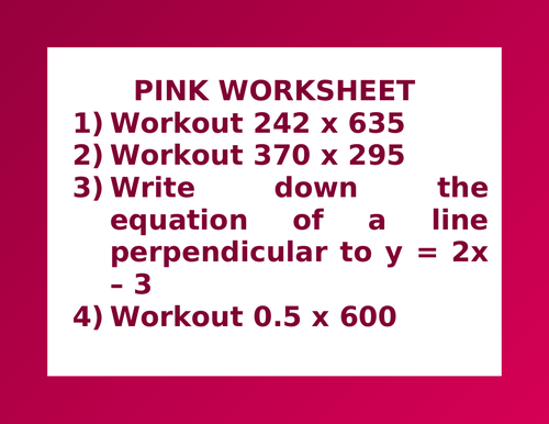 PINK WORKSHEET 7 | Teaching Resources