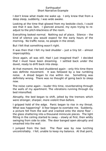 Pack of 3 KS2 Narrative Creative Writing Examples - Earthquakes ...