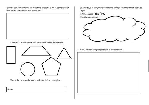 Shape Vocabulary Problems | Teaching Resources