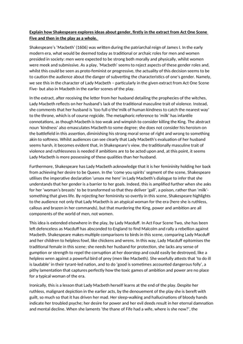 Grade 9 essay on gender in Macbeth | Teaching Resources Grade 9 essay on gender in Macbeth | Teaching Resources