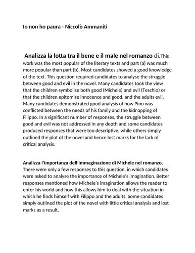 Io non ho paura - Niccolò Ammaniti -Italian A Level Revision | Teaching ...