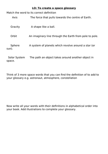 Space or Earth, Sun and moon activities | Teaching Resources