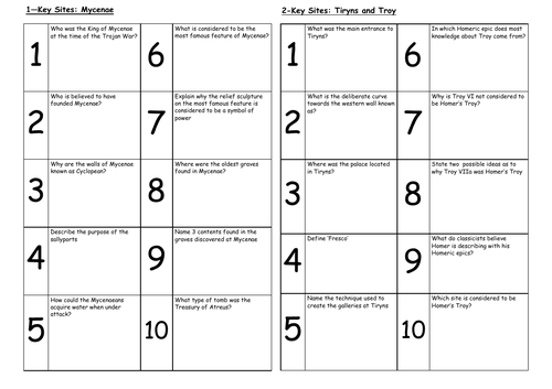 Mycenaean Age Revision Quizzes: OCR GCSE Classical Civilisations ...