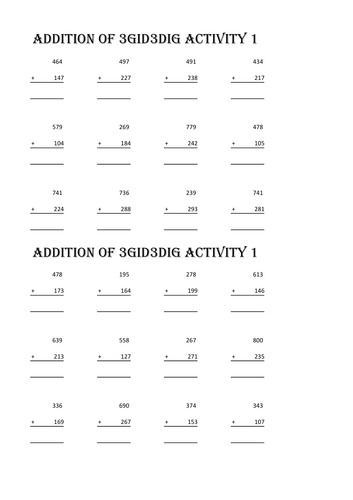 SUM OF 3DIG3DIG ACTIVITY 2 | Teaching Resources