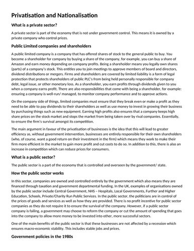 Privatisation vs Nationalisation | Teaching Resources Privatisation vs Nationalisation | Teaching Resources