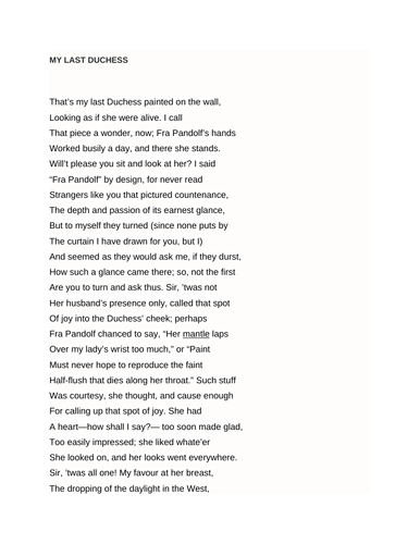 iGCSE ENGLISH LITERATURE - an analysis of MY LAST DUCHESS | Teaching ...