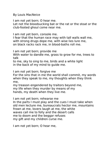 Revision Notes on iGCSE ENGLISH LITERATURE comparing PRAYER BEFORE ...