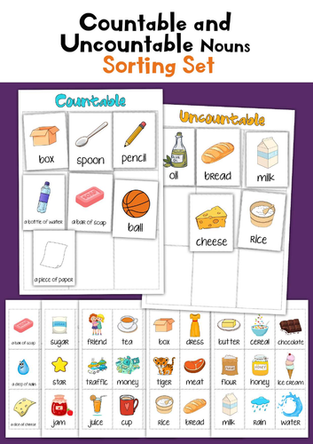Countable and Uncountable Nouns Sorting | Teaching Resources Countable and Uncountable Nouns Sorting | Teaching Resources