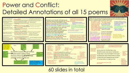 Power and Conflict: Annotations for all 15 poems | Teaching Resources