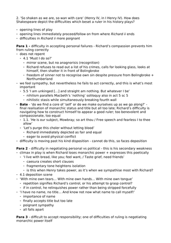 Essay Plan: Richard ii & Rulership | Teaching Resources