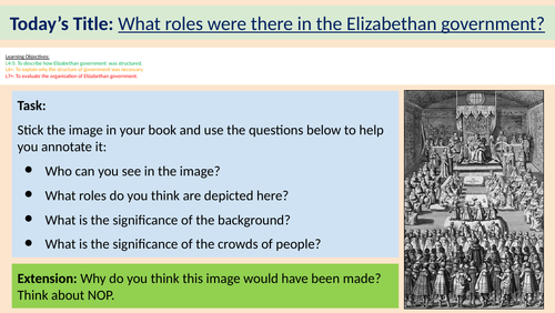 Early Elizabethan Government | Teaching Resources