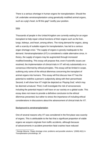 LAW AND MEDICAL ETHICS - ORGAN DONATION ESSAY (GRADE 75 - 1st Class ...