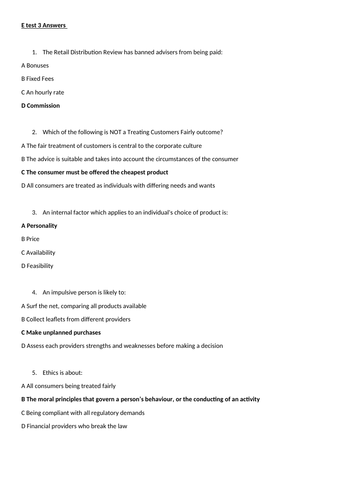 LIBF Unit 2 E-test 3 | Teaching Resources