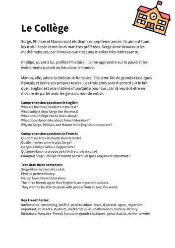 School Subjects and Opinions | Teaching Resources School Subjects and Opinions | Teaching Resources