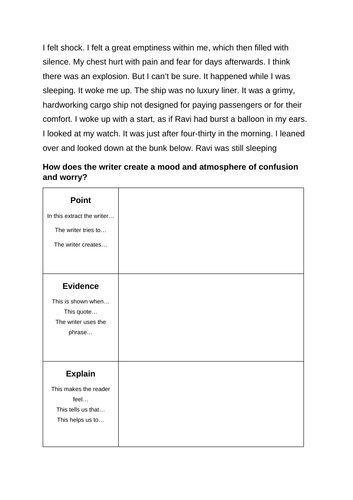 PEA/PEE Extract,Question & Writing Frame | Teaching Resources