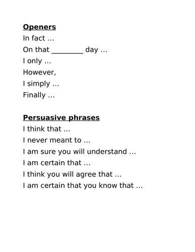 KS1 Writing an Apology Letter from the Wolf to Little Red Riding Hood ...