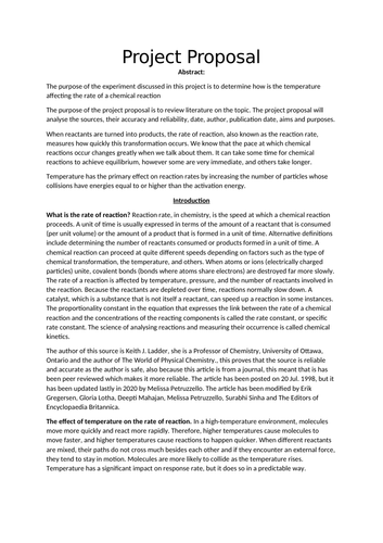 Project Proposal Btec Applied Science 3 | Teaching Resources
