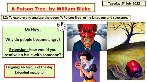 A Poison Tree detailed lesson | Teaching Resources