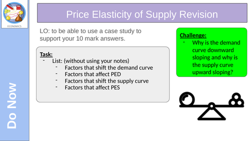 Price Elasticity of Supply Revision | Teaching Resources