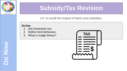 Subsidies Taxes Revision | Teaching Resources