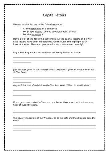 CaPiTaL LeTtErS work sheet | Teaching Resources