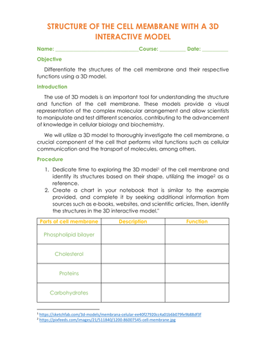 Stucture of the cell membrane with a 3D model online. | Teaching Resources