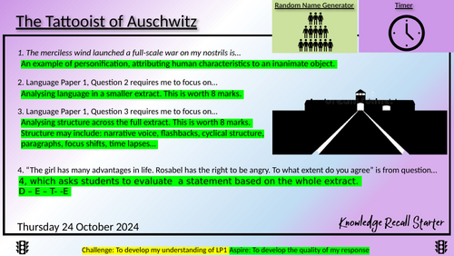 The Tattooist of Auschwitz LP1 | Teaching Resources