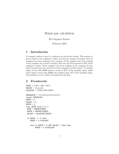 Programming Example: Bonus payment; Alternatives and pre-conditions ... Programming Example: Bonus payment; Alternatives and pre-conditions ...