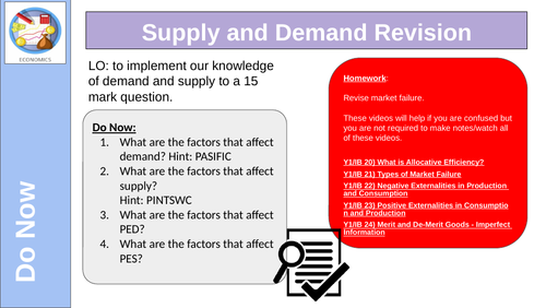 Supply Demand Revision | Teaching Resources
