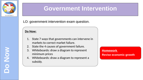 Government Intervention Exam Question | Teaching Resources