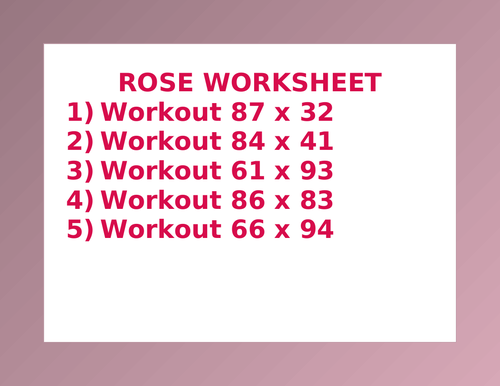 ROSE WORKSHEET 5 | Teaching Resources