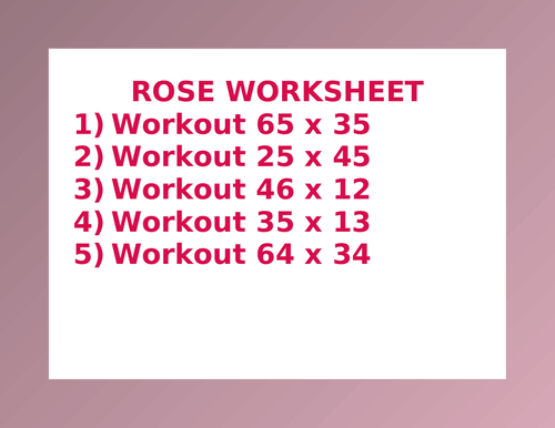 ROSE WORKSHEET 14 | Teaching Resources