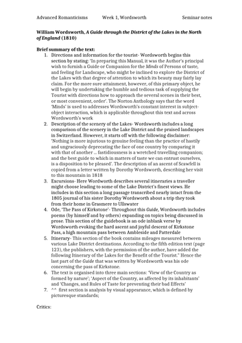 Lecture notes on William Wordsworth | Teaching Resources