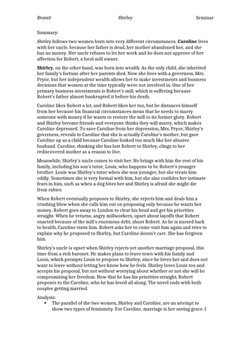 Lecture notes on Shirley | Teaching Resources