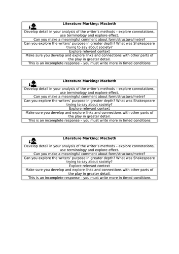 Literature Marking Token Macbeth and Anthology Poetry | Teaching Resources