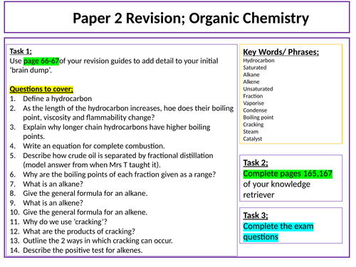 Chemistry Paper 2; AQA Combined Organic Chemistry | Teaching Resources Chemistry Paper 2; AQA Combined Organic Chemistry | Teaching Resources