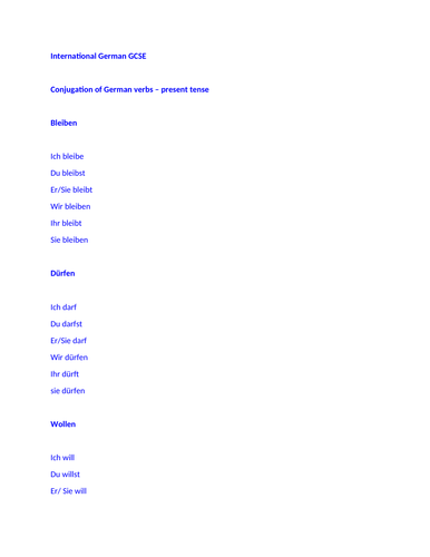 International GCSE German Language - revision sheet; key vocabulary and ...