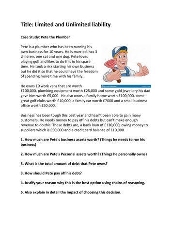 Limited and Unlimited Liability - GCSE Business Studies (Any exam board ...