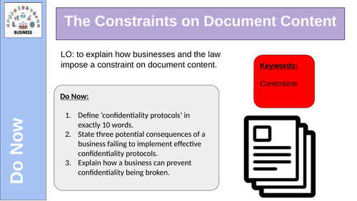 Constraints Document Content | Teaching Resources