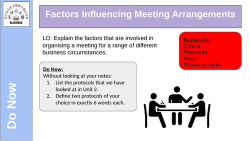 Factors Influencing Meeting Arrangements | Teaching Resources