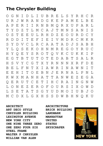 Chrysler Building Word Search | Teaching Resources