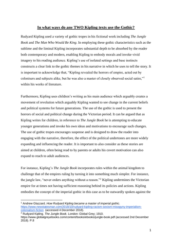 The Jungle Book and The Man Who Would Be King Kipling Gothic Essay ...